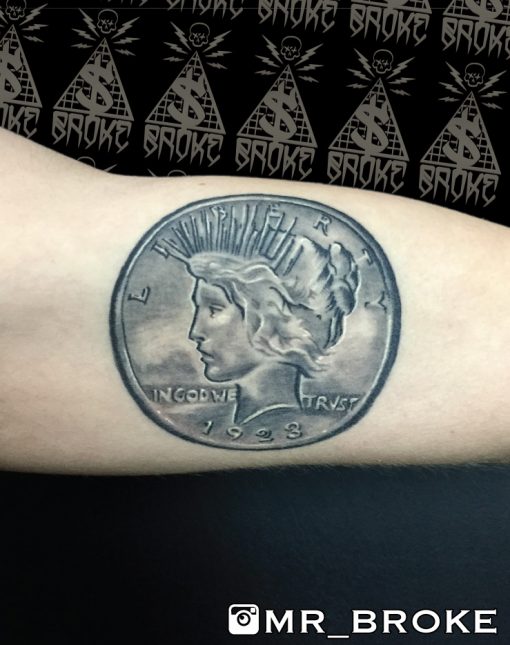 Dollar Coin | Tattoos by Aaron Broke