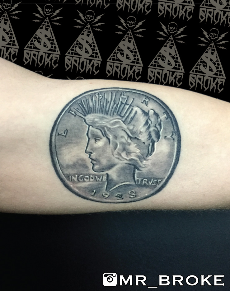 Dollar Coin | Tattoos by Aaron Broke